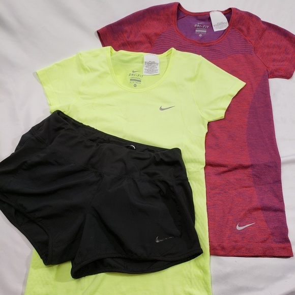 Nike | Tops | 2 Nike Short Sleeve Tops And Nike Running Shorts | Poshmark